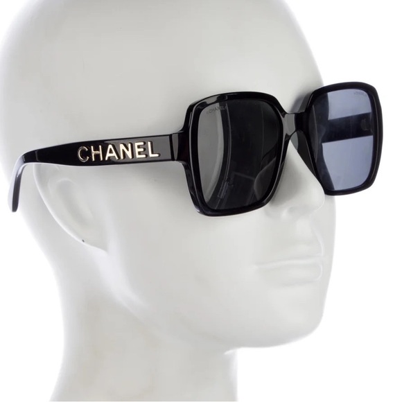 CHANEL | Accessories | Chanel Black Square Frame Acetate Sunglasses ...